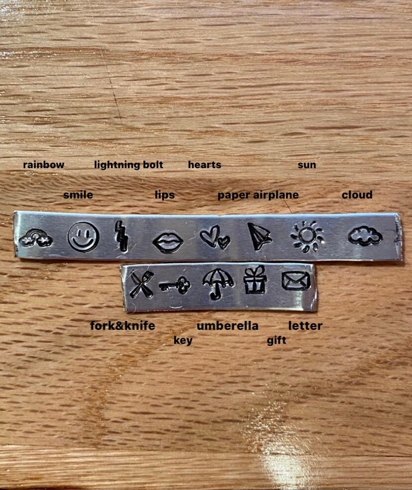 Stamped Metal Stamped Rings With Icons Handmade Engraved Non | Etsy