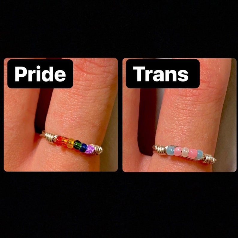 Pride Rings Wire Rings Beaded Jewerly Lgbtq Jewerly Pride - Etsy