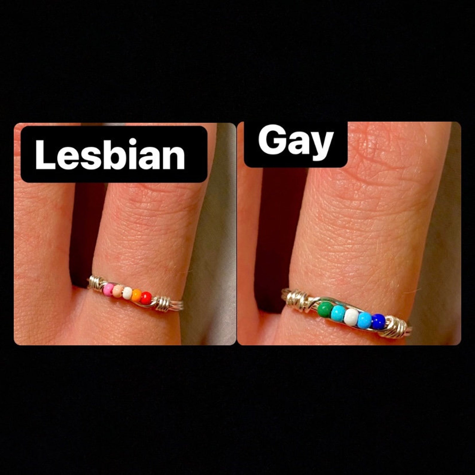 Pride Rings Wire Rings Beaded Jewerly Lgbtq Jewerly Pride - Etsy