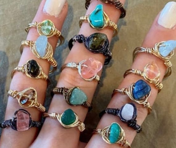 Wire Wrapped Crystal Ring Wrapped Wire Jewelry Non Tarnish | Etsy