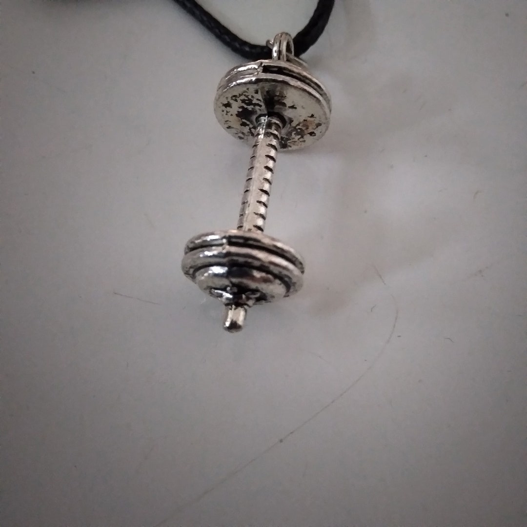 Dumbbell Charm Necklace - Etsy