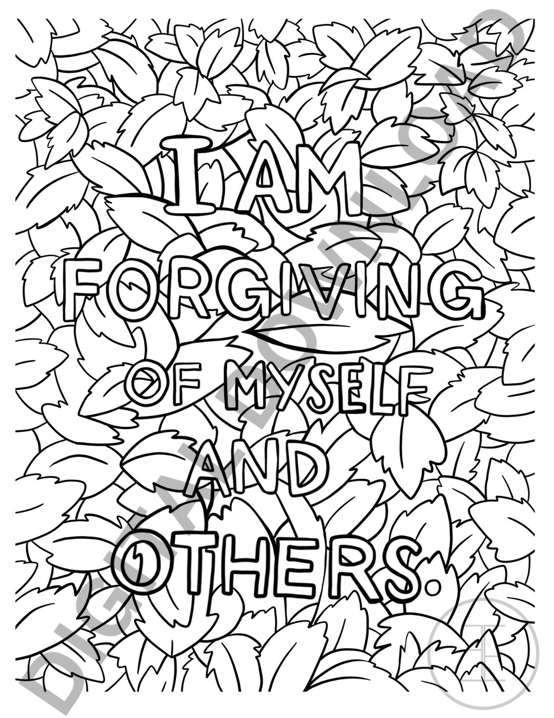 DIGITAL Download Mental Health Self Care Affirmations Coloring Page for ...