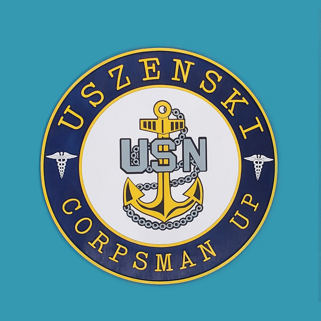 Personalized Laser Engraved Navy Corpsman Custom Emblem With Last Name ...