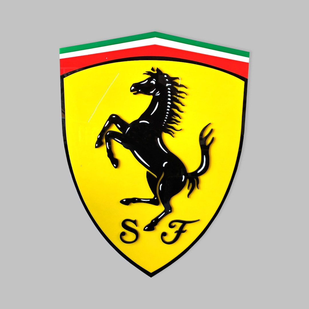 Personalized Ferrari Car Logo - Custom Hand Painted Laser-cut Birch ...