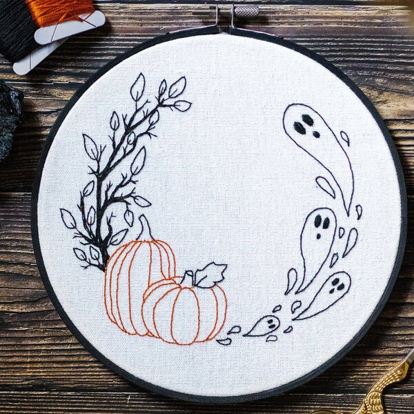 Retro Cowboy Ghost Hand Embroidery, Autumn Crafts, Cute Ghost Pattern ...