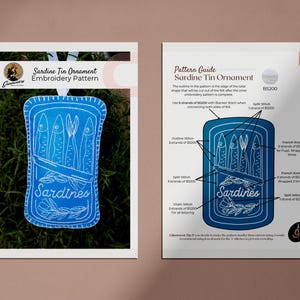 Hand Embroidery Pattern Sardine Tin Ornament | Digital Download PDF ...