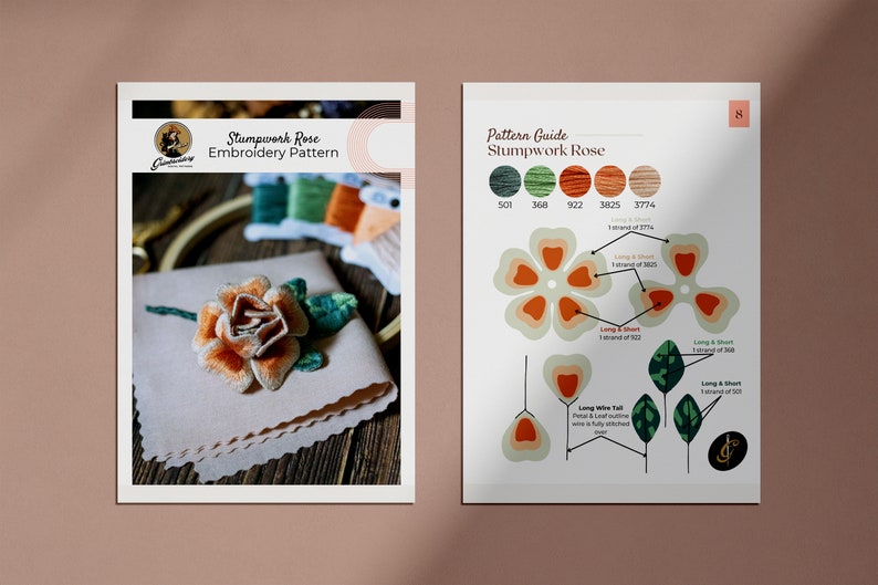 Hand Embroidery Pattern 3D Stumpwork Flower Botanical Digital Download ...