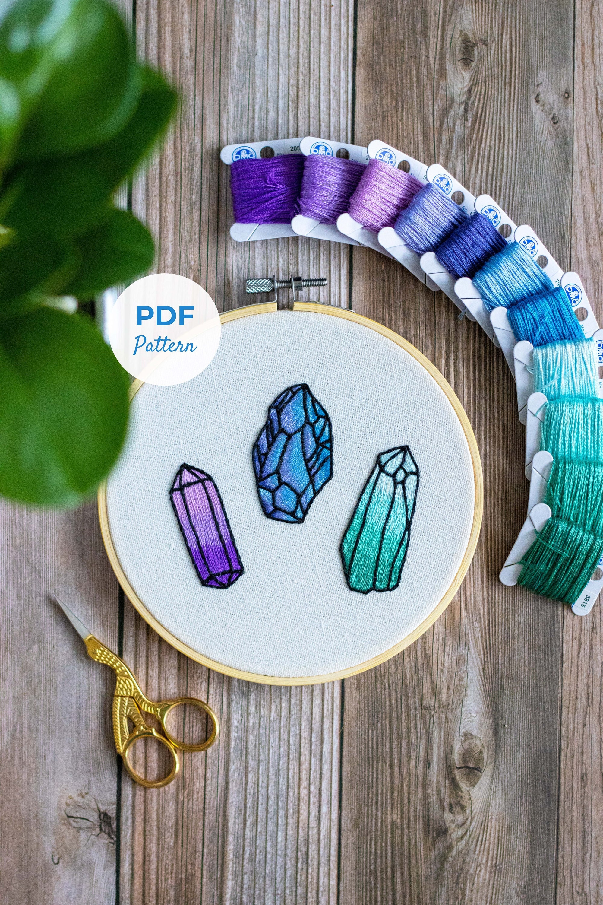 Hand Embroidery Pattern Enchanted Crystals Beginner Friendly - Etsy