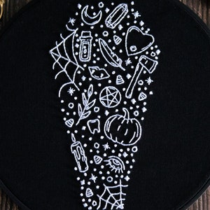 Hand Embroidery Pattern Spooky Coffin, PDF Digital Download, Beginner ...