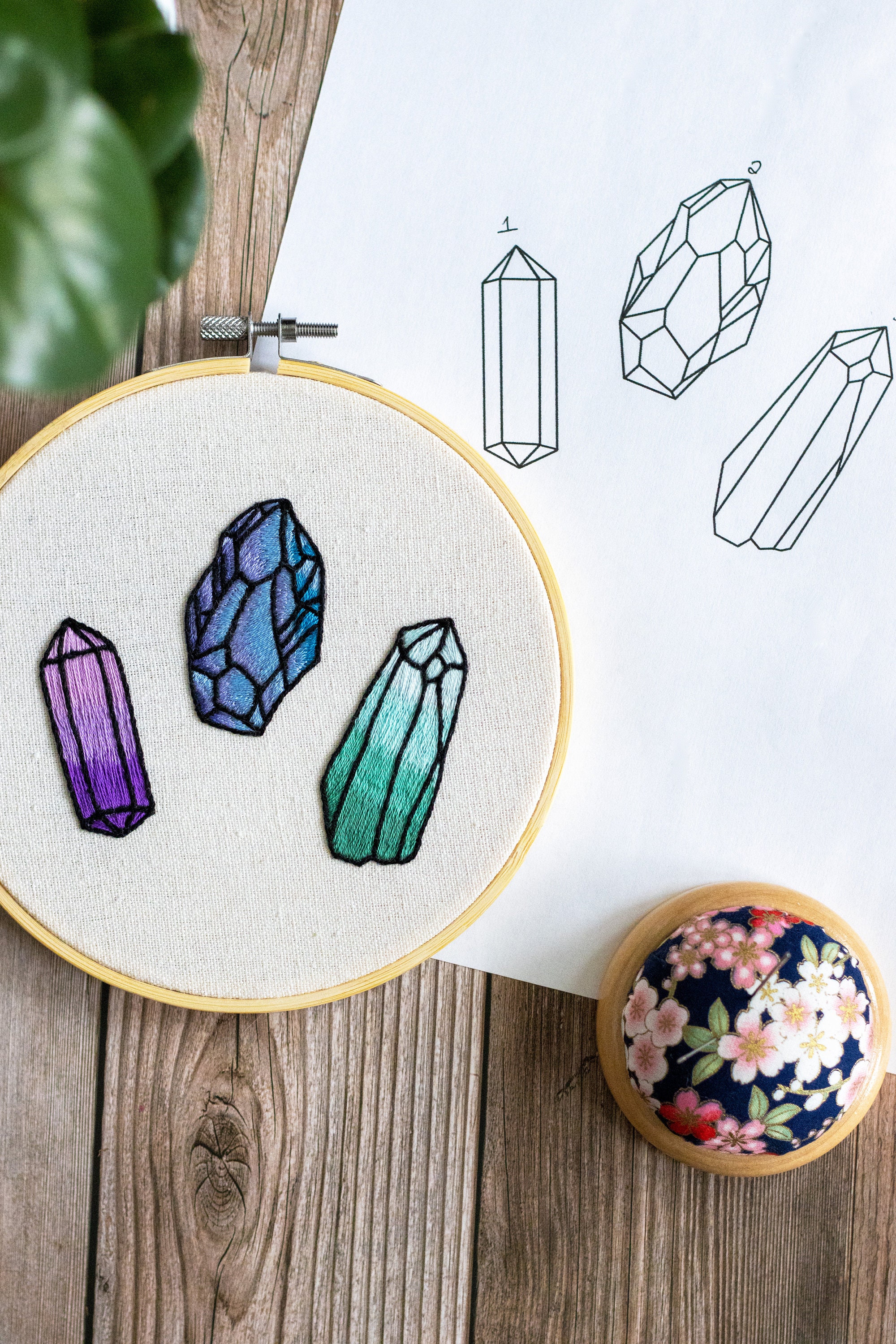 Hand Embroidery Pattern Enchanted Crystals, Beginner Friendly, Digital ...