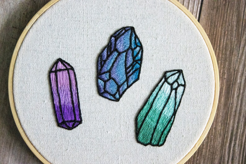 Hand Embroidery Pattern Enchanted Crystals Beginner Friendly - Etsy