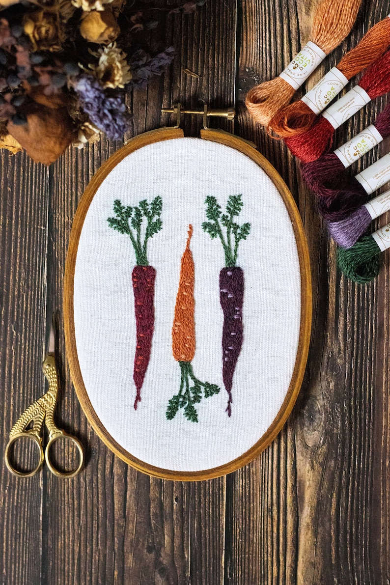 Hand Embroidery Pattern Heirloom Carrots | Rustic Digital Download PDF ...