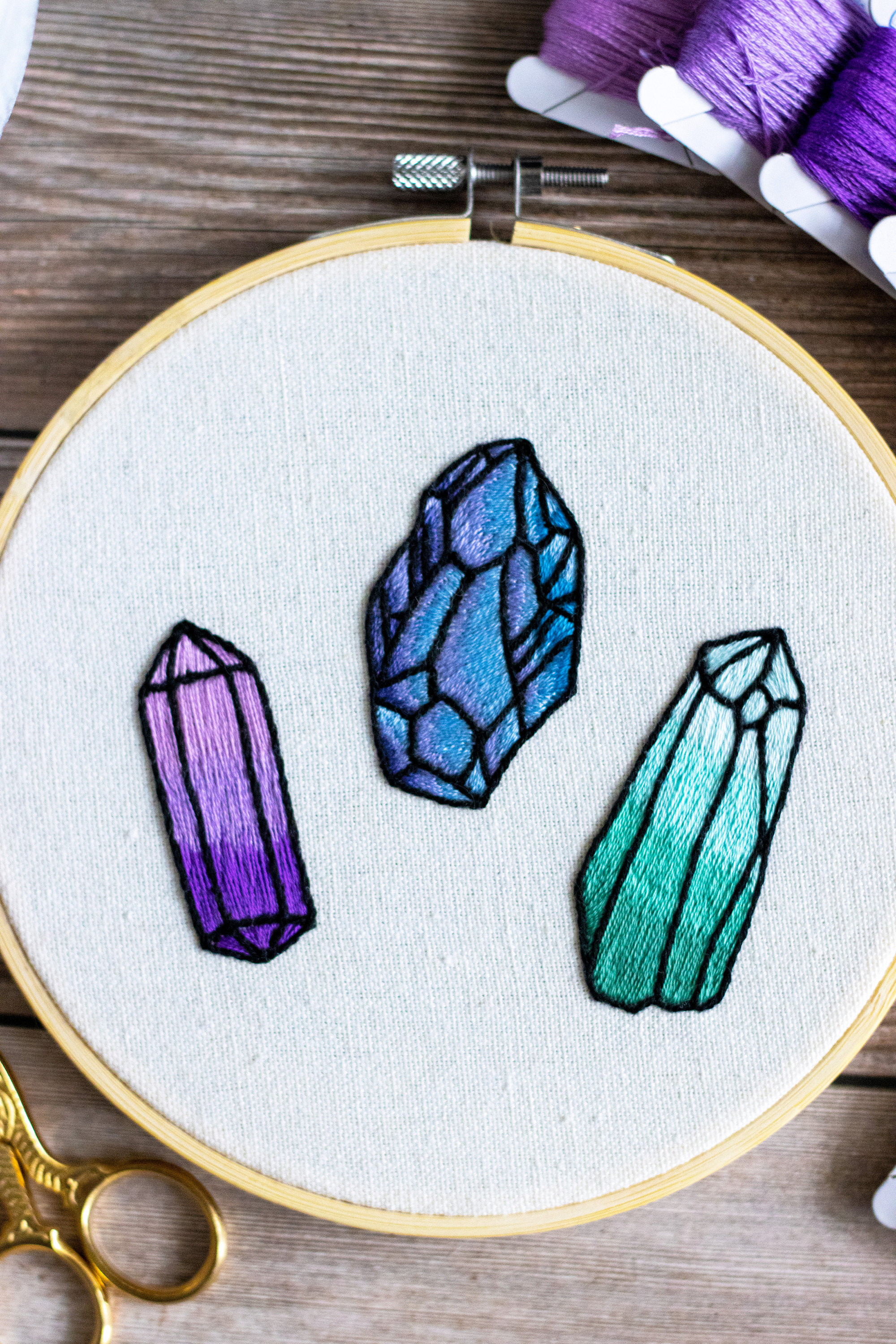 Hand Embroidery Pattern Enchanted Crystals, Beginner Friendly, Digital ...