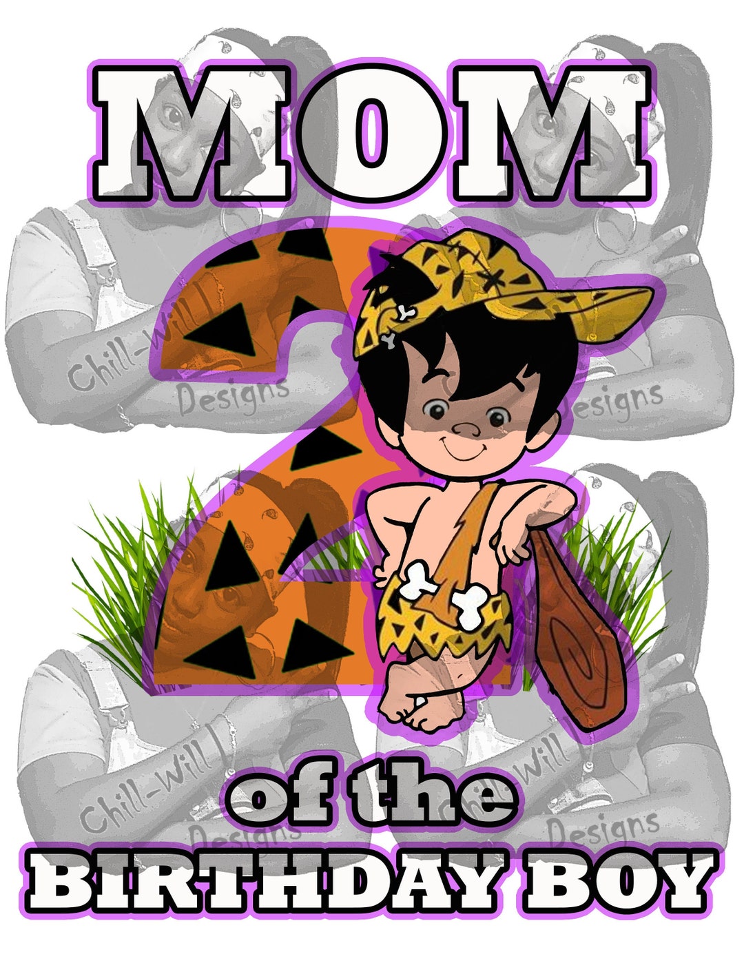 Bam Bam Rubble Caucasian Inspired Mom of the 2nd Birthday Boy JPG PNG ...