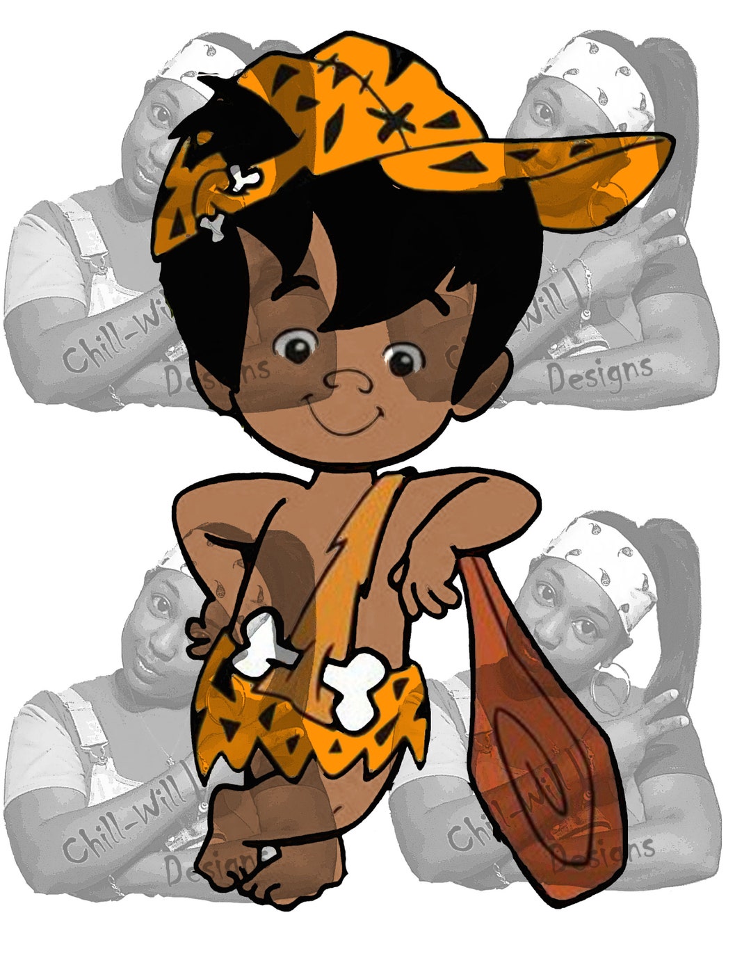Bam Bam Rubble Inspired Birthday Orange 2 JPG PNG - Etsy