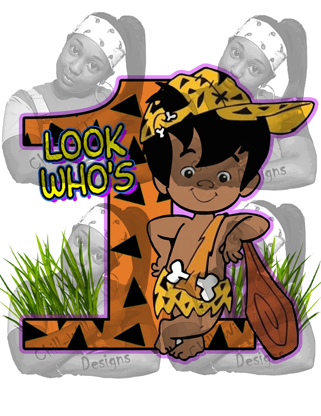 Bam Bam Rubble Inspired Look Who's One JPG PNG - Etsy