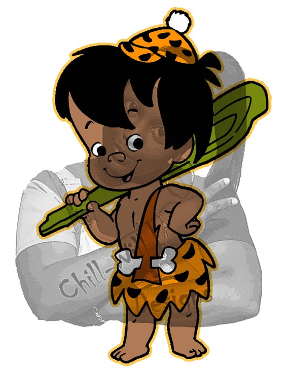 Bam Bam Rubble Inspired Standing Orange Outline PNG JPG - Etsy