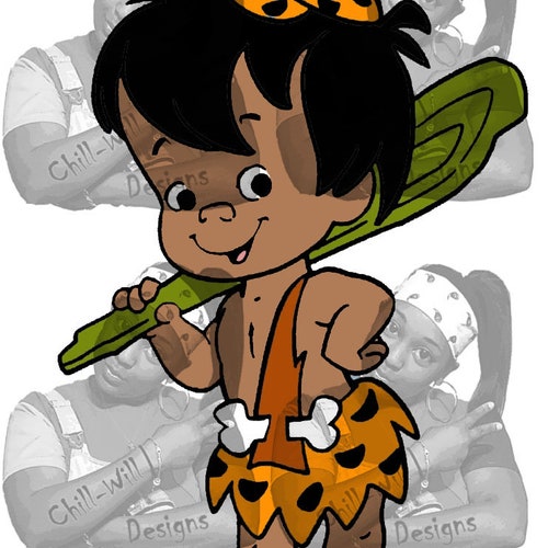 Bam Bam Rubble Inspired Birthday Orange 2 JPG PNG - Etsy