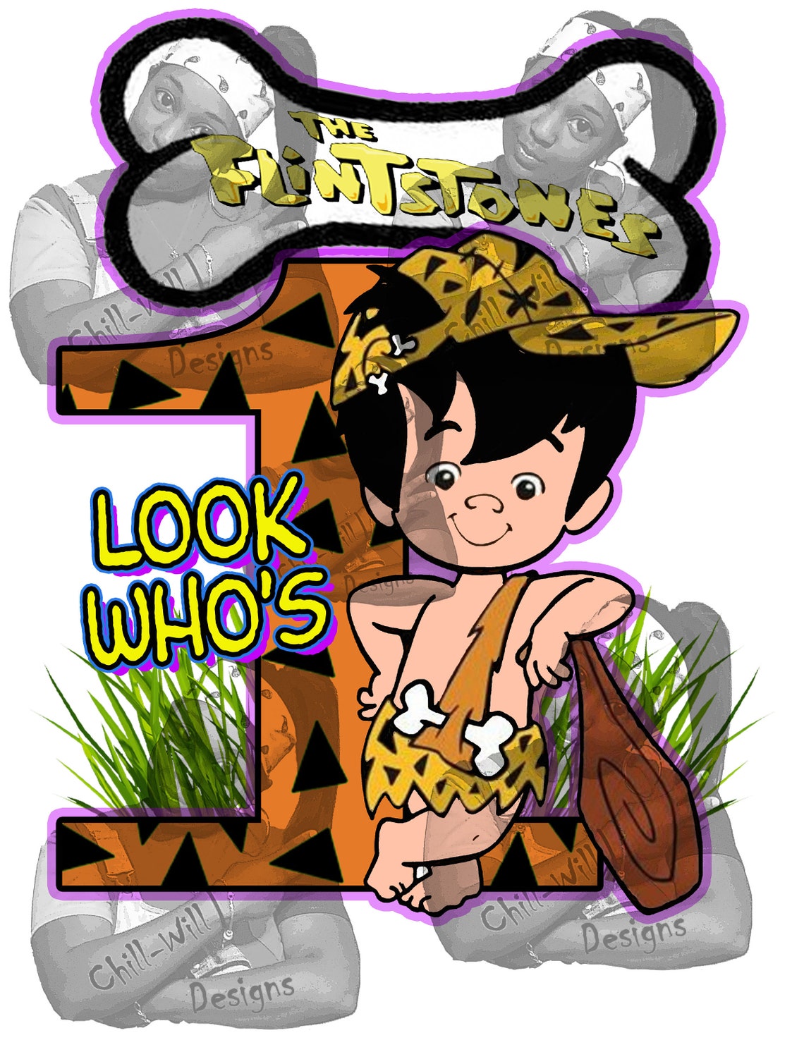 Caucasian Bam Bam Rubble Inspired Birthday JPG PNG - Etsy