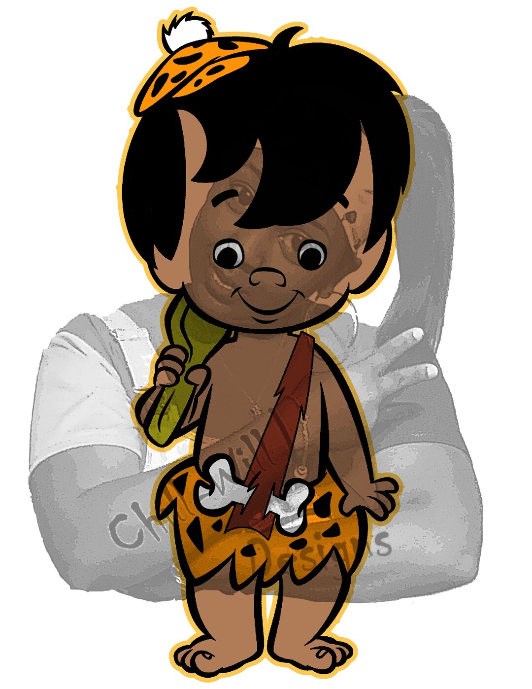 Bam Bam Rubble Inspired Orange Outline - Etsy