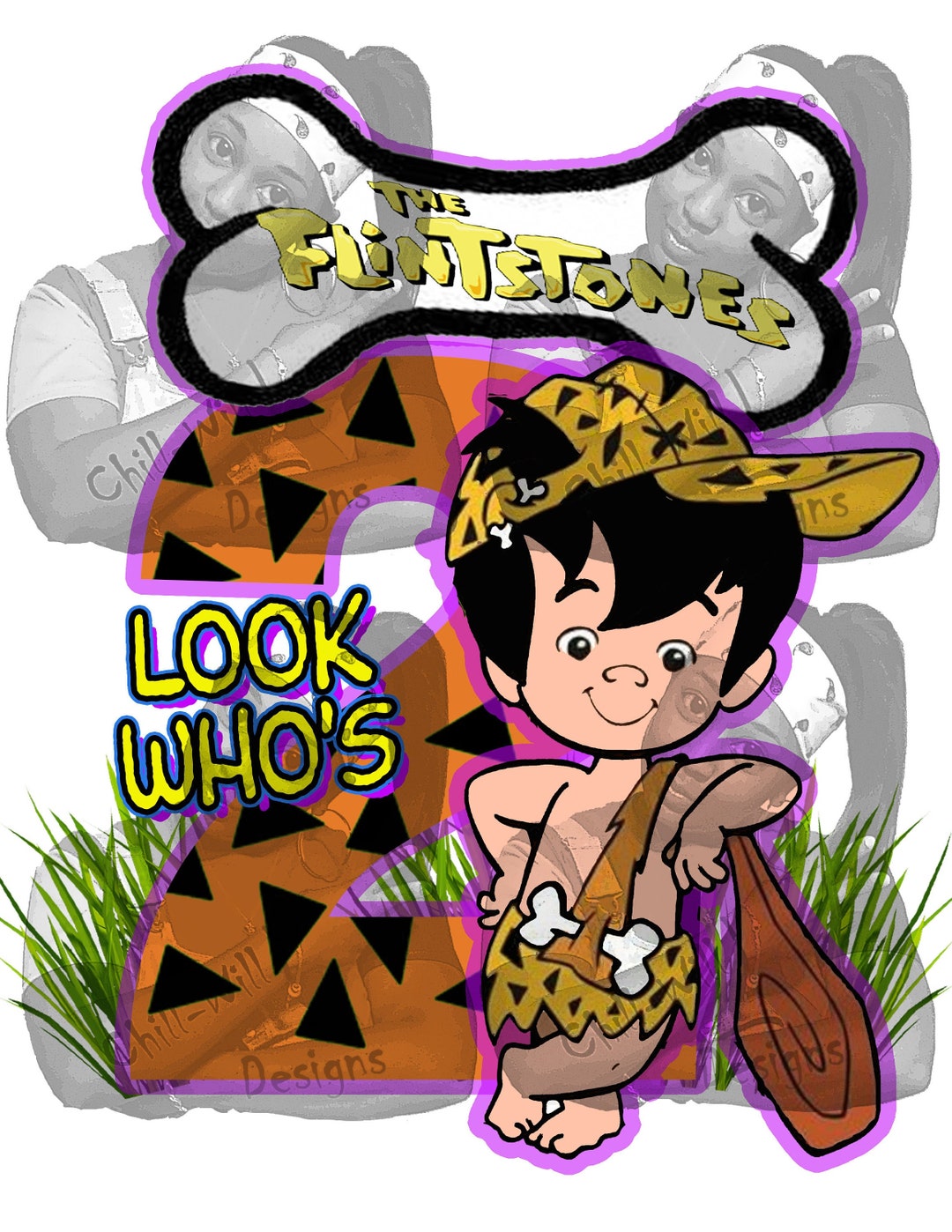 Bam Bam Rubble Caucasian Inspired 2nd Birthday JPG PNG - Etsy