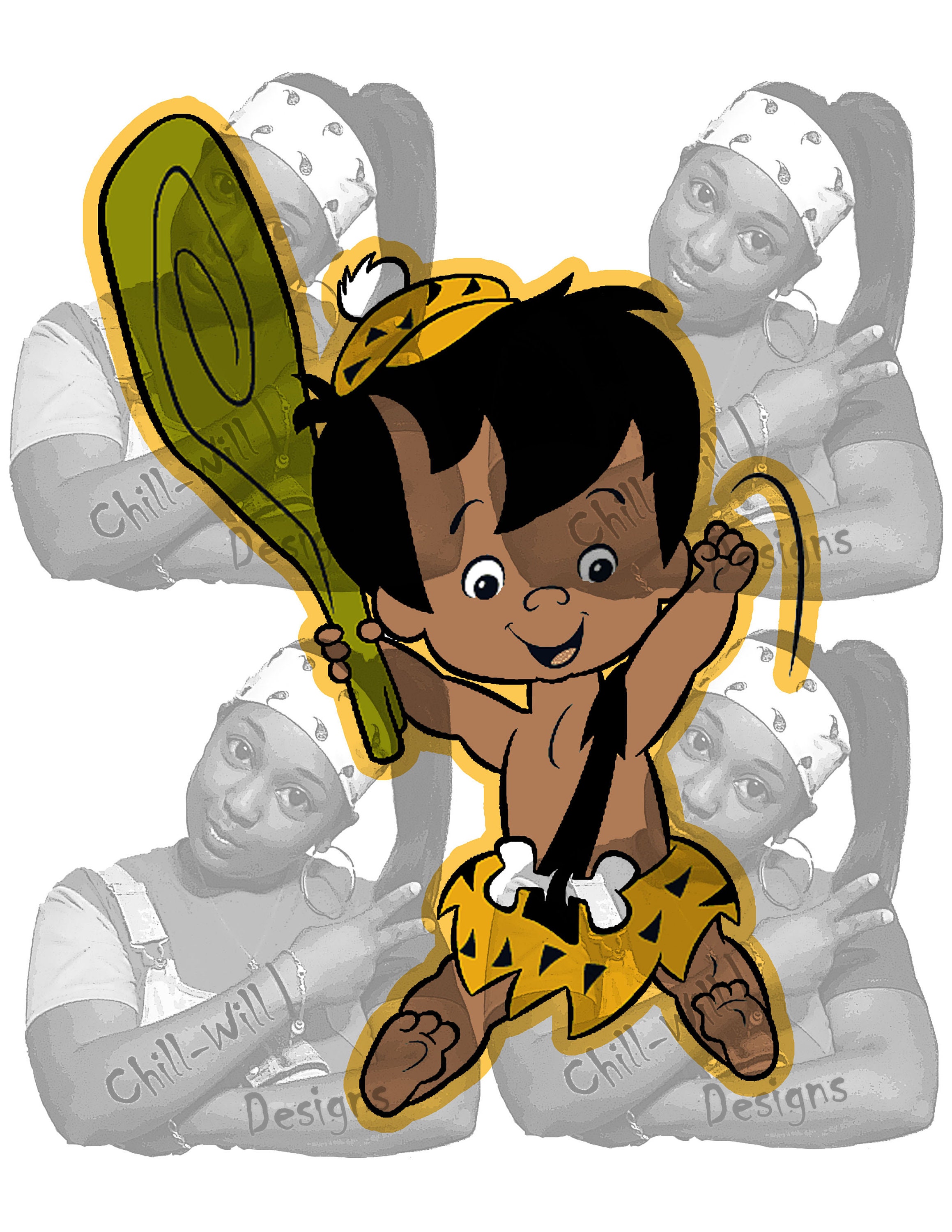 Bam Bam Rubble Jumping Orange Outline PNG JPG - Etsy