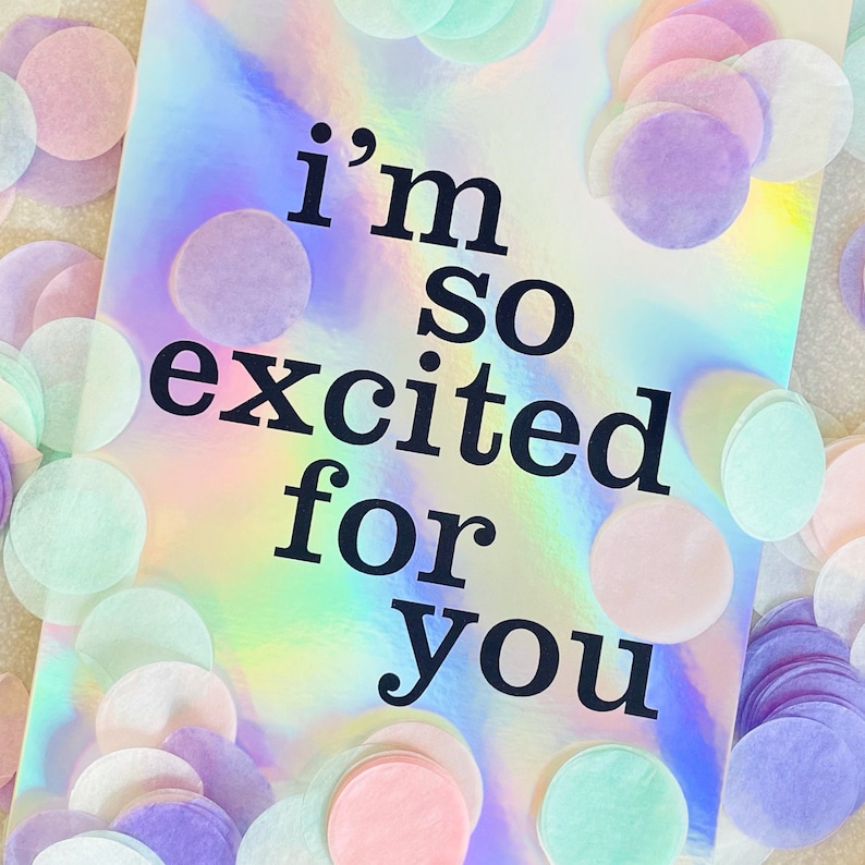 Holographic Card | I'm so Excited for You | Greeting Card - Etsy