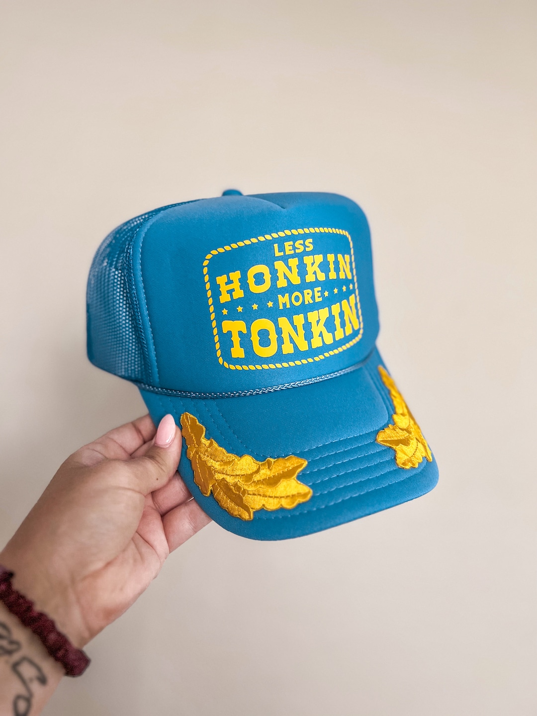 Less Honkin More Tonkin Trucker Snapback Vacation Hat Country Cowboy ...