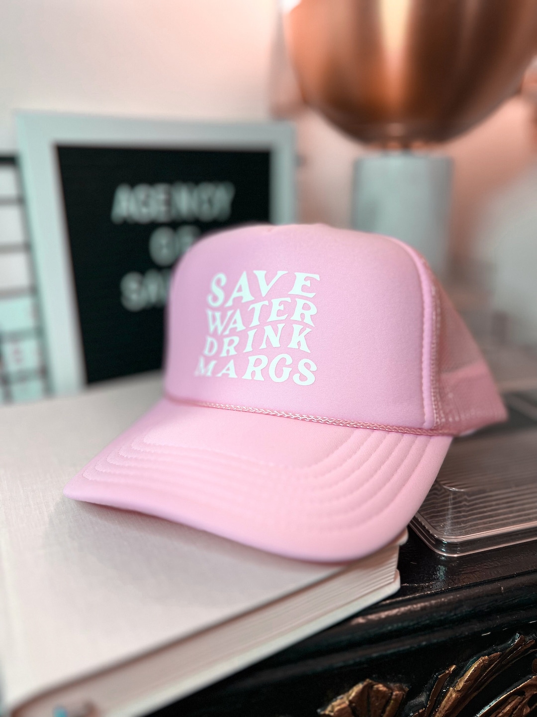 CUSTOM Save Water Drink Margs 5 Panel Trucker Hat + Adjustable Snapback ...