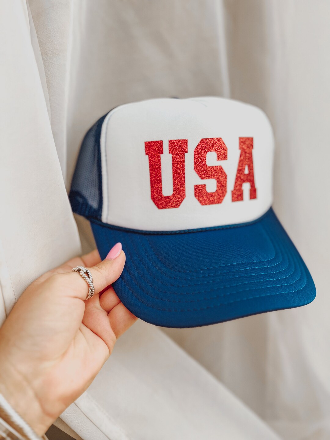 USA Trucker Hat + Adjustable Snapback | Patriotic, American Red White ...