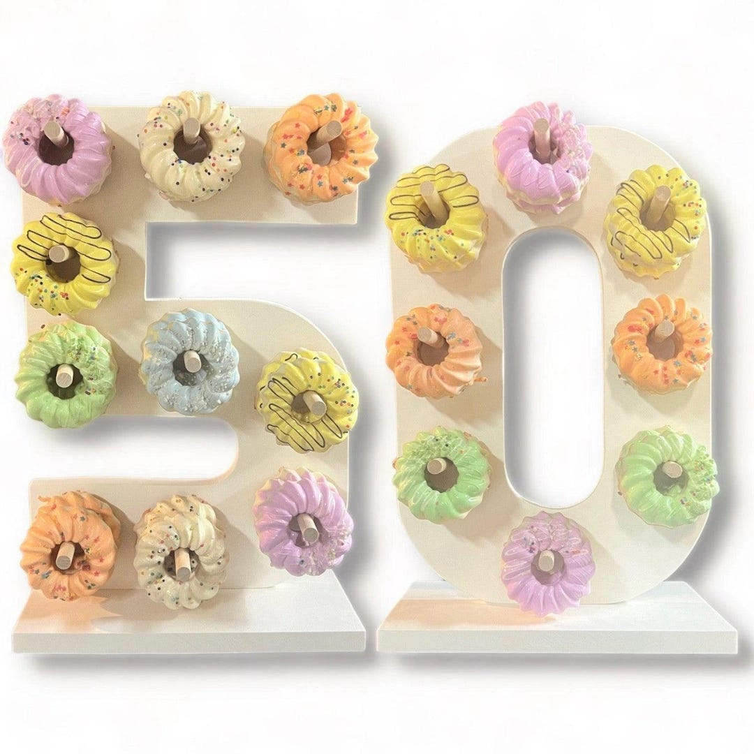 Donut Wall Personalized 50th Birthday Party Dessert Stands - Etsy
