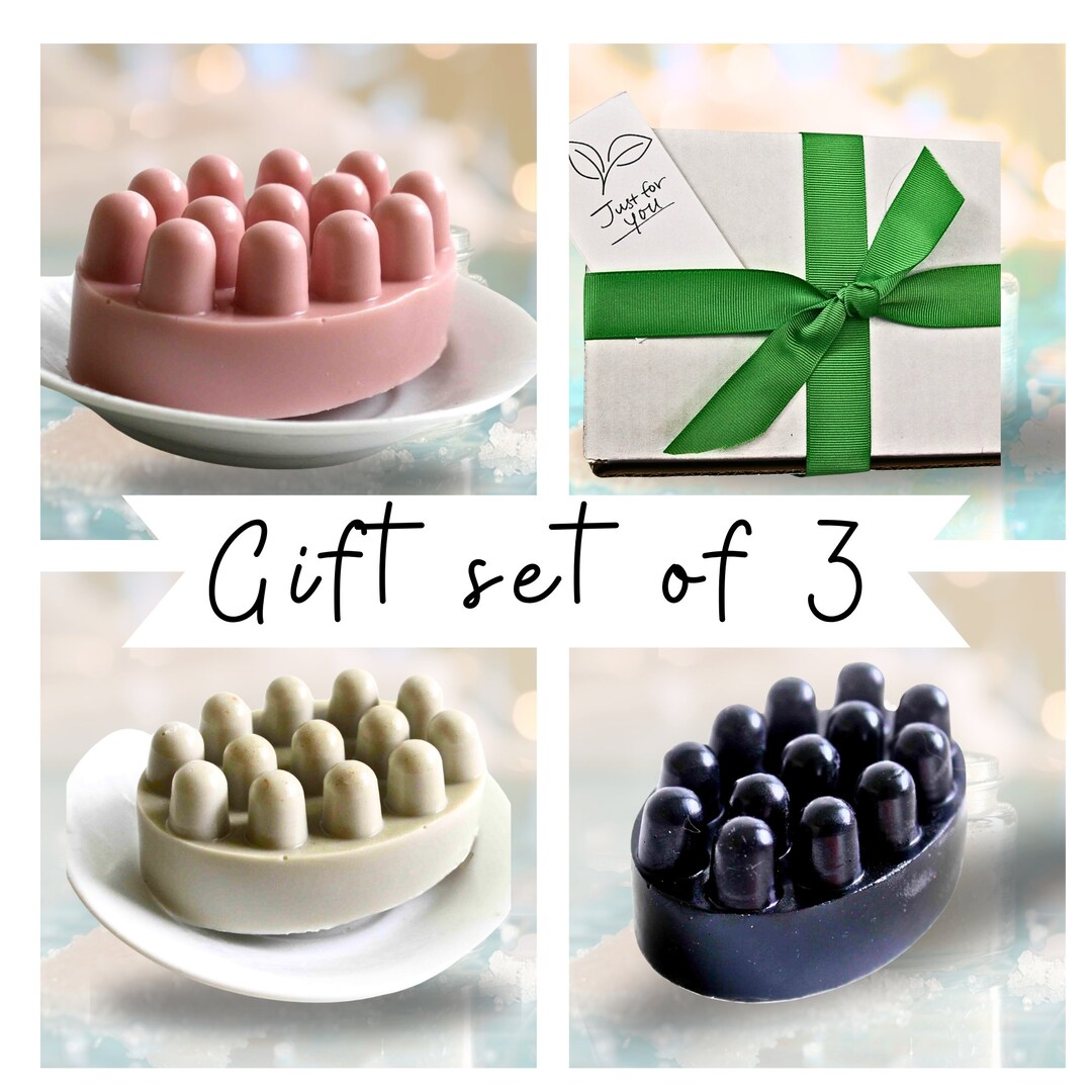 Gift Box Set of Three Soap Bars Massage Bar Essential Oil Soap Goat ...