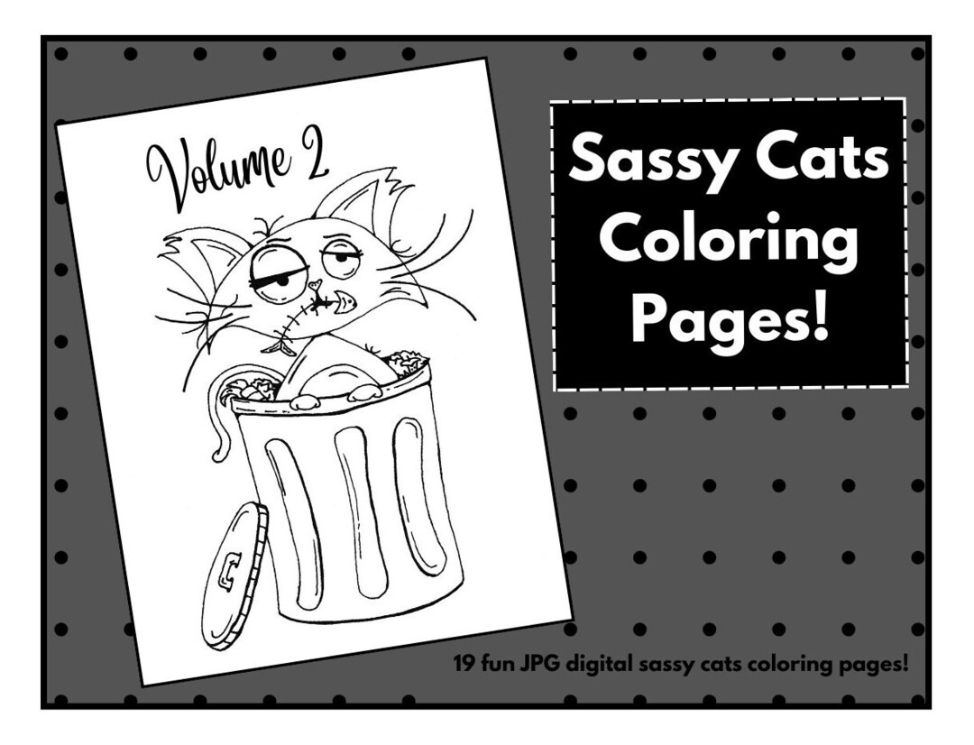 19 Adorable, Whimsical, Cat Coloring Pages, Silly, Cats, Kittens, JPG ...