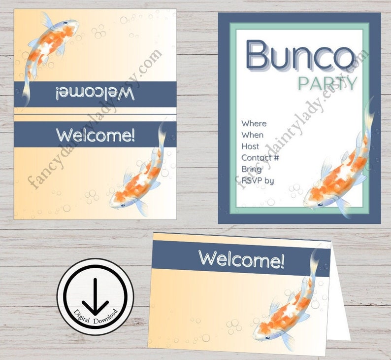 Koi Fish Bunco, Bunco Cards, Bunco Score Card, Bunco Score Sheet, Bunco ...