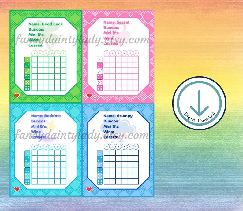 80’s Bunco, Bunco Cards, Bunco Score Sheet, Bunco Score Card, Bunco ...