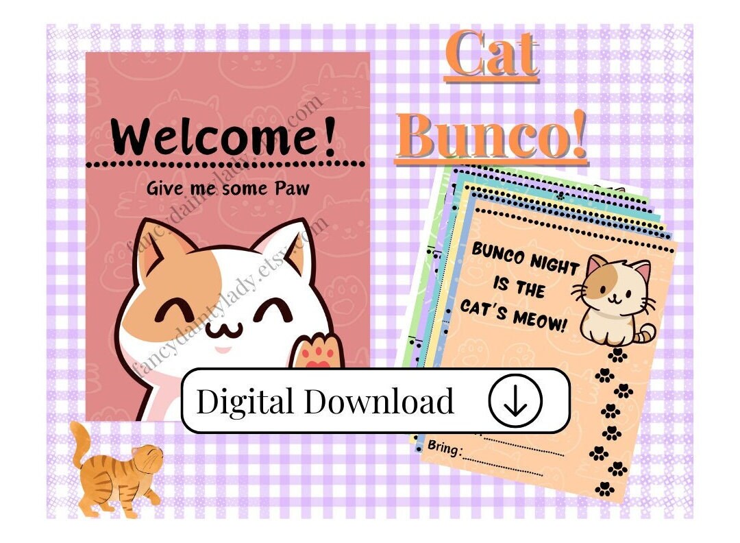 Bunco Cards, Bunco Score Card, Bunco Score Sheet, Bunco Bundle, Cat ...