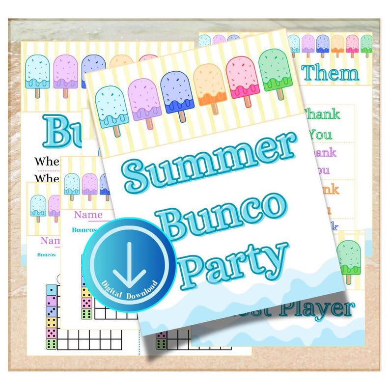 Summer Bunco, Bunco Score Card, Bunco Score Sheet, Bunco Digital ...