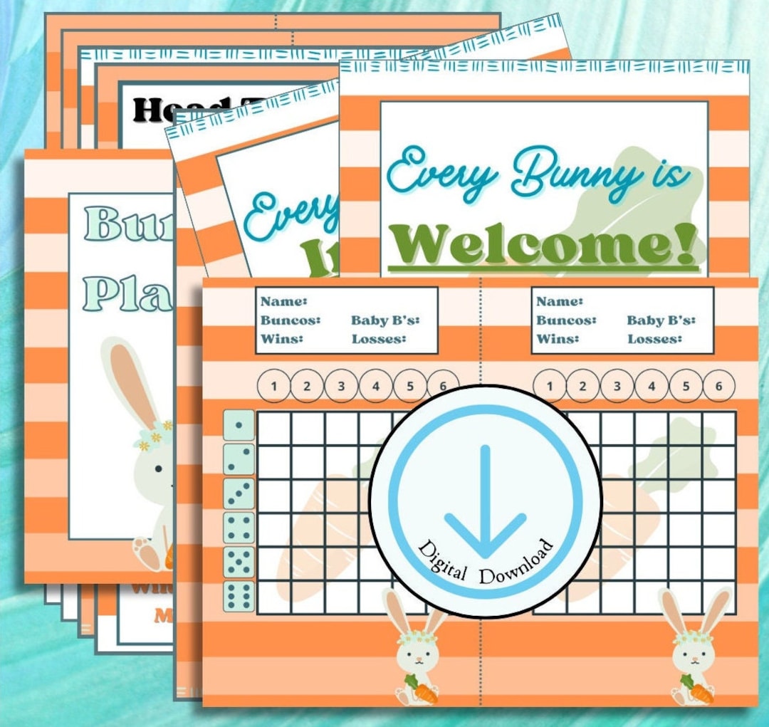 Bunco Cards, Bunco Score Card, Bunco Score Sheet, Bunco Digital, Bunco ...