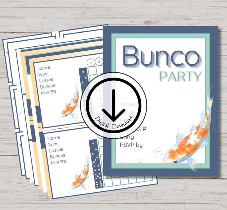 Koi Fish Bunco, Bunco Cards, Bunco Score Card, Bunco Score Sheet, Bunco ...