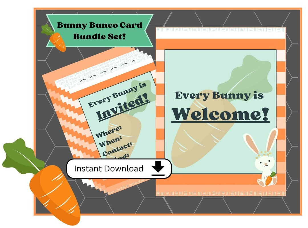 Bunco, Bunco Cards, Score Cards, Score Sheets, Bunny, Carrot, Easter ...