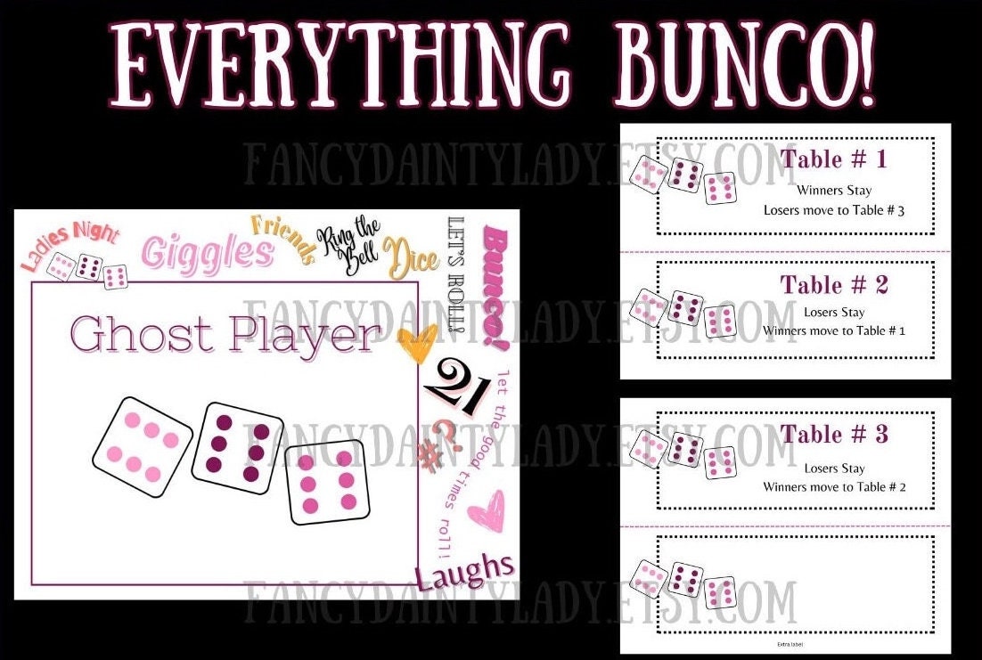 Bunco Cards, Bunco Score Sheet, Bunco Score Card, Bunco, Bunco Party ...