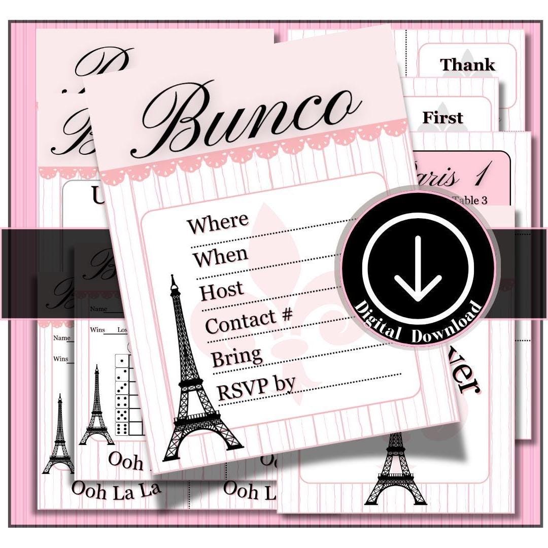 Bunco Score Card, Bunco Score Sheet, Bunco Digital, Bunco Download ...