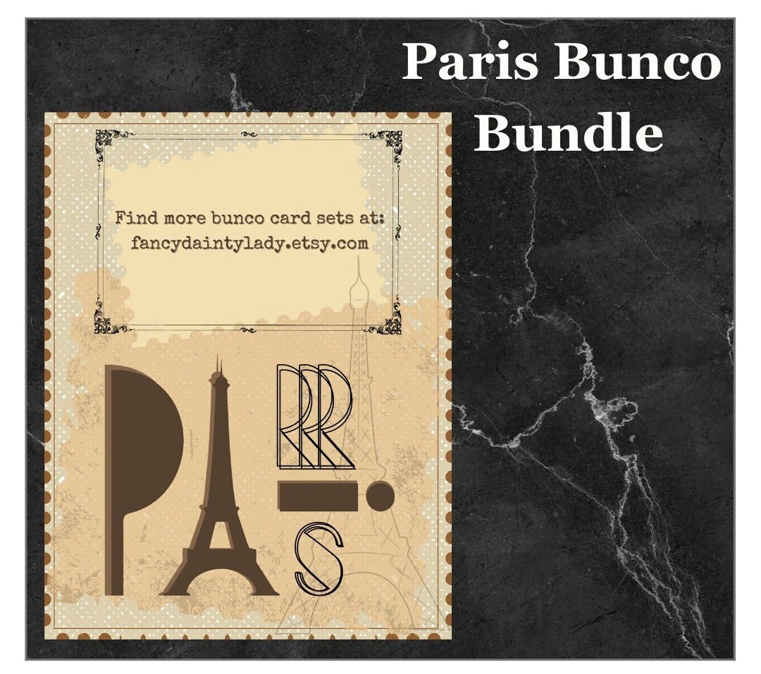 Bunco Cards, Bunco Score Sheet, Bunco Score Card, Bunco Digital, Paris ...