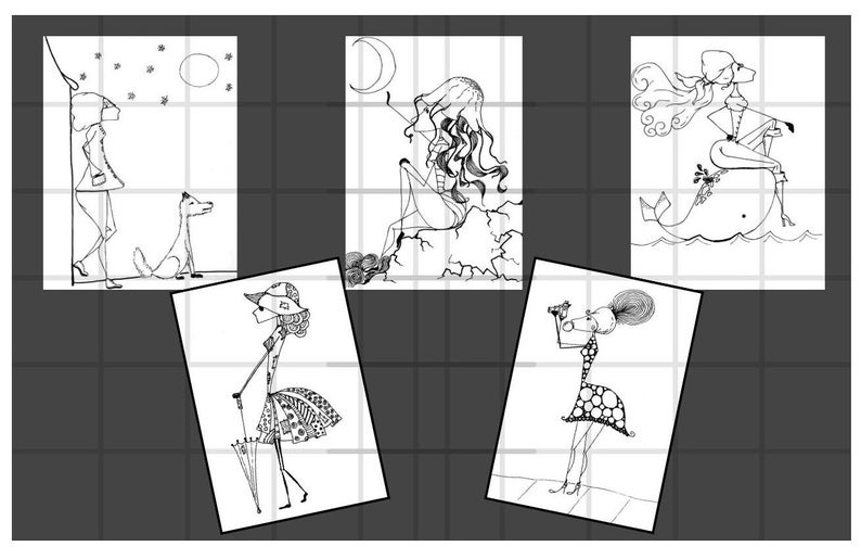 38 Whimsical, Pretty, Coloring Pages. Playful Quirky Style Thats Easy ...