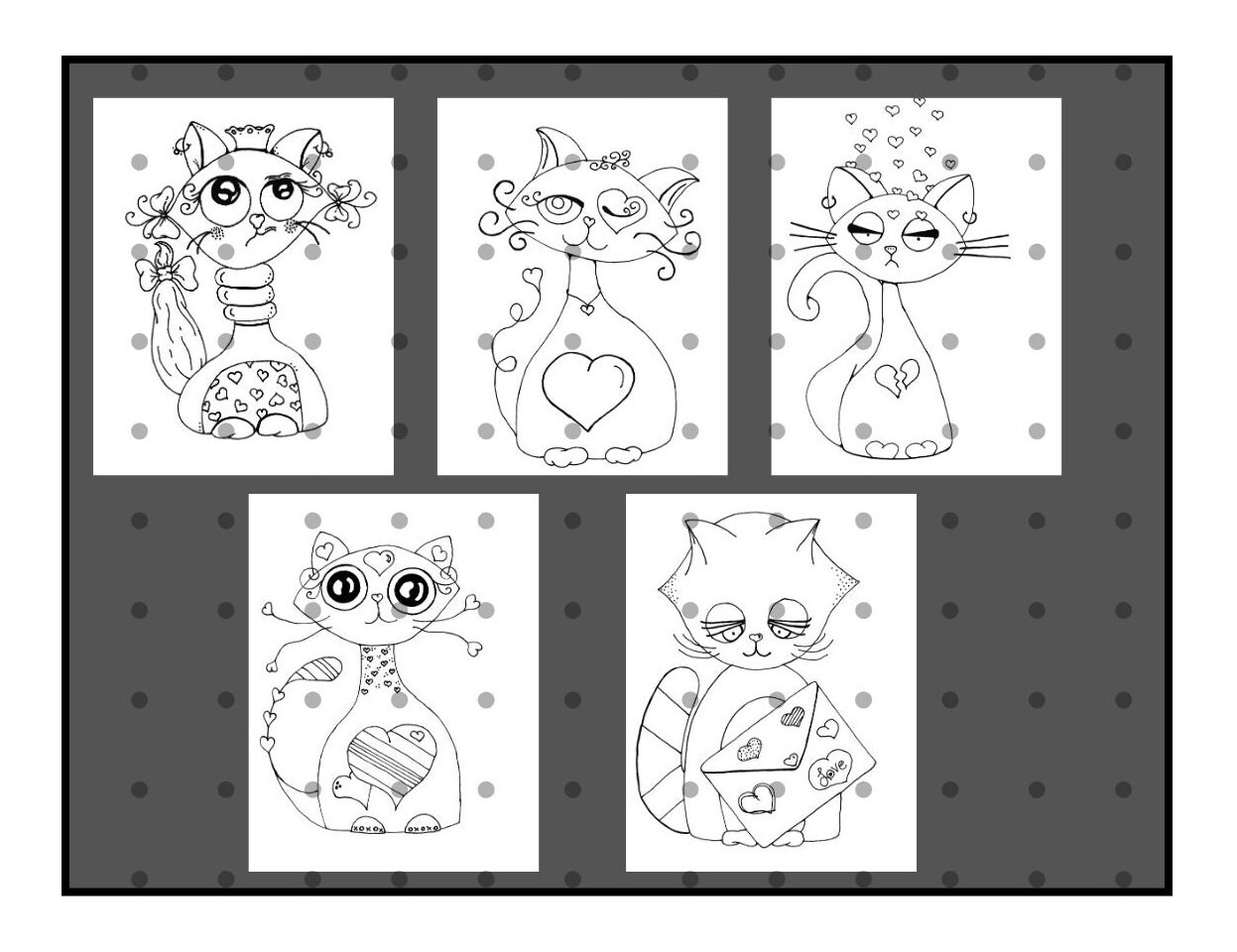 19 Adorable, Whimsical, Cat Coloring Pages, Silly, Cats, Kittens, JPG ...