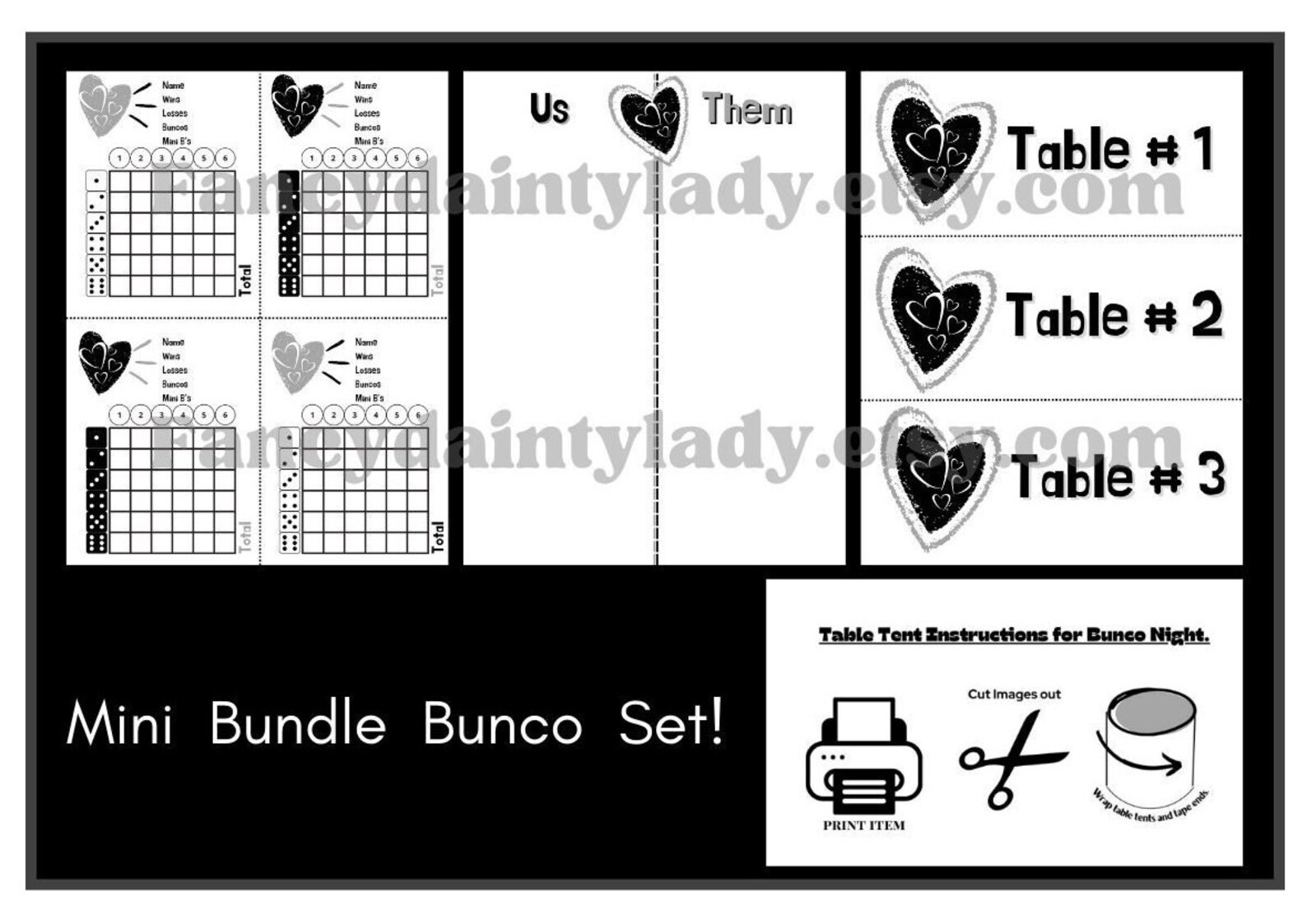 Bunco Cards, Bunco Score Sheet, Bunco Score Card, Bunco Digital, Bunco ...