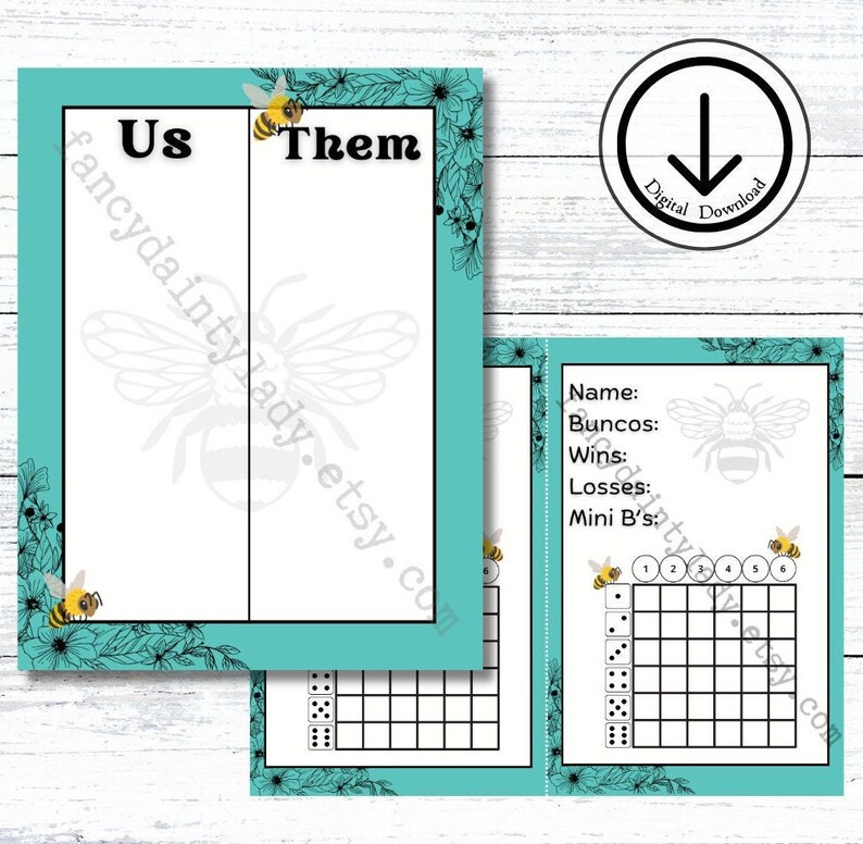 Bee Bunco, Bunco Cards, Bunco Score Sheet, Bunco Score Card, Bunco ...