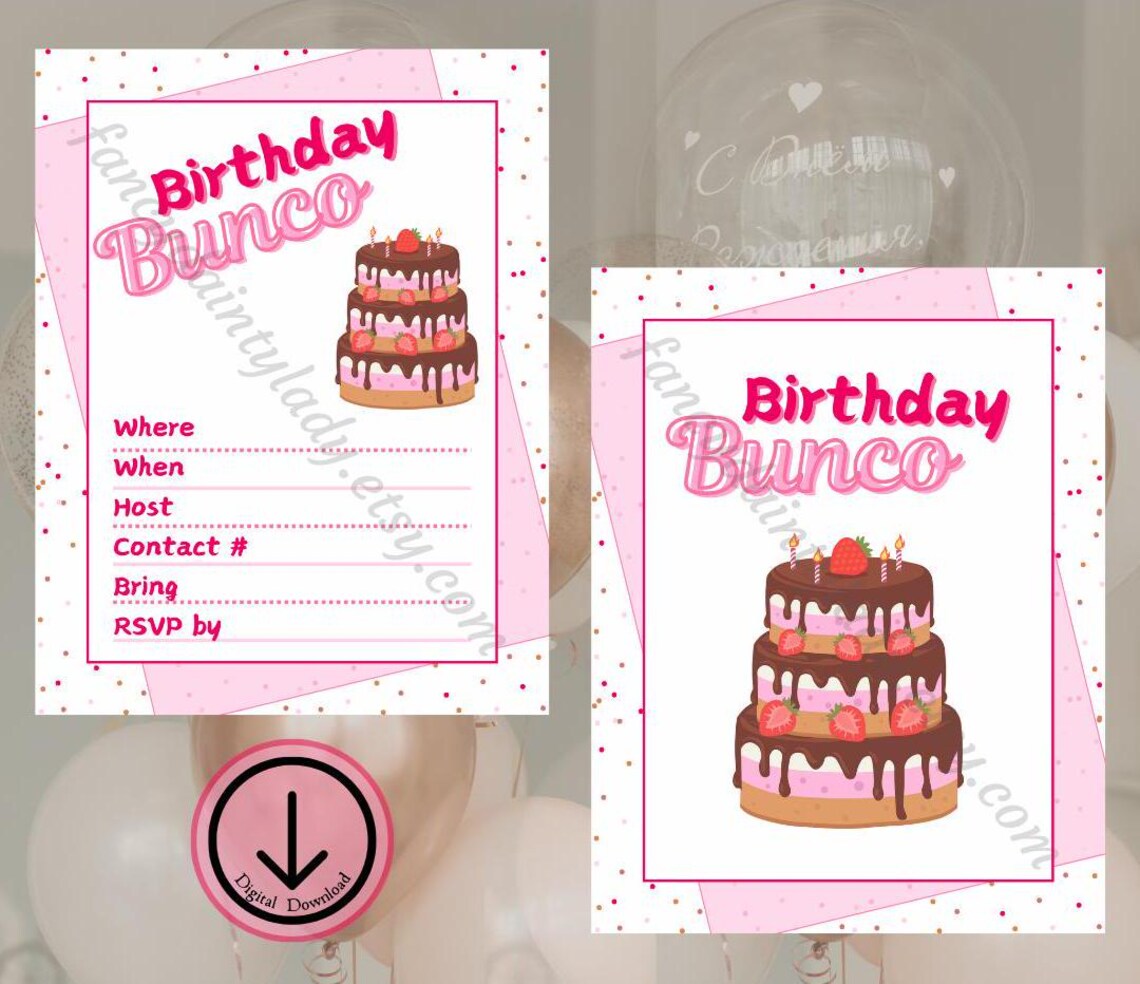 Birthday Bunco, Bunco Cards, Bunco Score Sheet, Bunco Score Card, Bunco ...