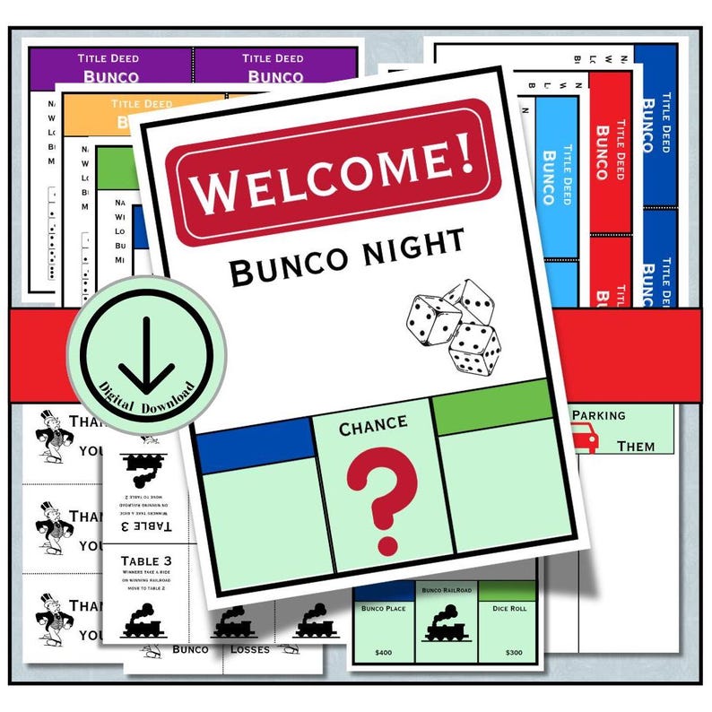 Bunco Score Card, Bunco Score Sheet, Bunco Digital, Bunco Download ...