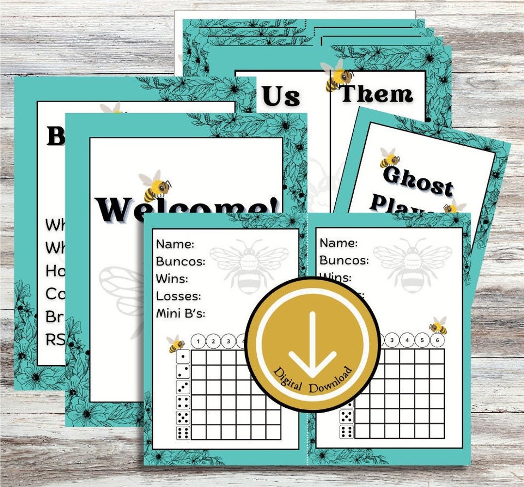 Bee Bunco, Bunco Cards, Bunco Score Sheet, Bunco Score Card, Bunco ...